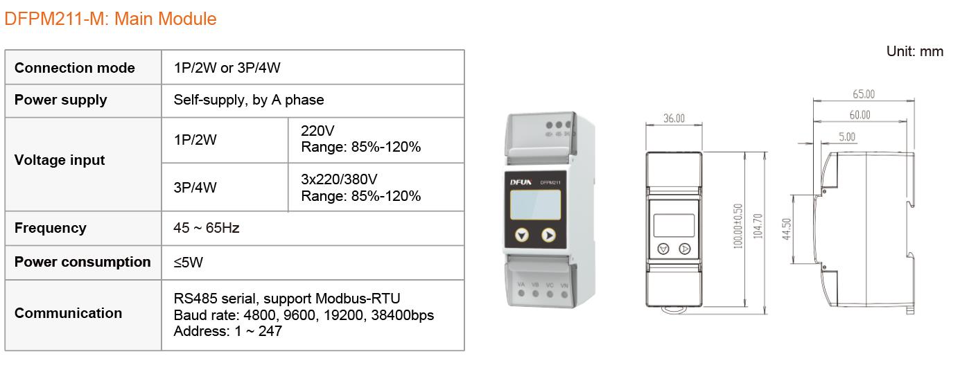 DFPM211 Multi-channel AC Energy Meter from China manufacturer - DFUN TECH